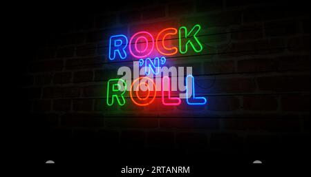 Rock-n-roll neon symbol. Rock n Roll music club retro style light color ...
