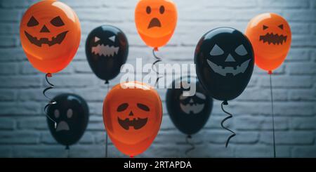 Halloween concepts scary smile balloons face, 3d rendering Stock Photo ...