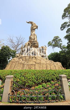 Guangzhou, China - April 5, 2019: Five Rams sculpture in Yuexiu Park ...