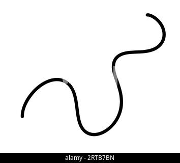 Black hand drawn curved swirled line. Scribble curly brush strokes ...