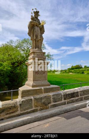 The Baunach Bridge in Frickendorf, town of Ebern, Haßberge Nature Park ...