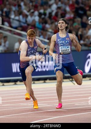 Lewis Davey of GB & NI competing in the 4x400m relay on day eight at ...