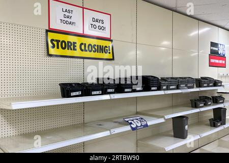 Empty shelves inside Wilko in Brownhills near Walsall, one of the first ...