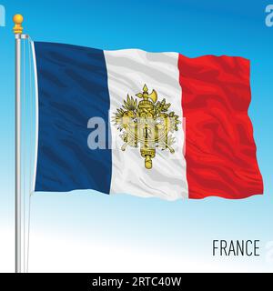 France waving flag with historical french symbol, vector illustration ...