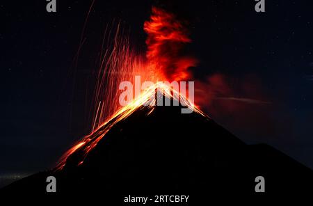 'Natural Fireworks', Erupting Volcano Fuego by Night No.2, Acatenango ...