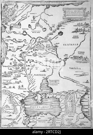 A historical map created by Battista Agnese, depicting the Black Sea ...