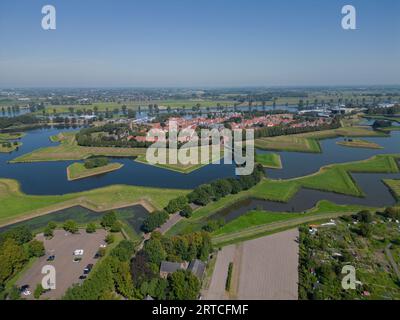 Aerial view of the fortress town of Heusden, province of 'Noord-Brabant ...