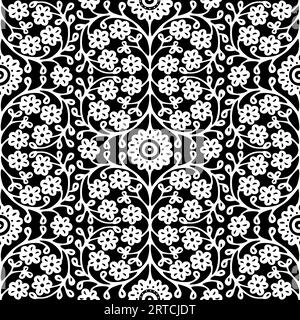 Flowers folk design. Seamless ethnic ornament. Hand drawn bohemian ...