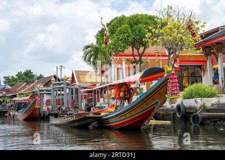 A klong or river channel of Chao Phraya river with residential ...