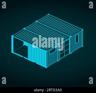 Stylized vector illustration of modular container house Stock Vector ...