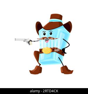 Cartoon mezcal bottle cowboy and sheriff, bandit and robber or ranger ...