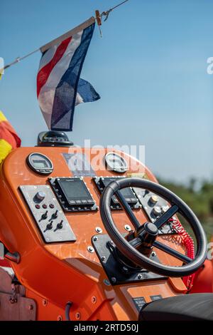 the conning position and steering helm of a fast lifeboat or rescue ...