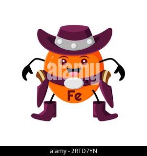 Cartoon ferrum or iron cowboy or ranger micronutrient character. Funny ...