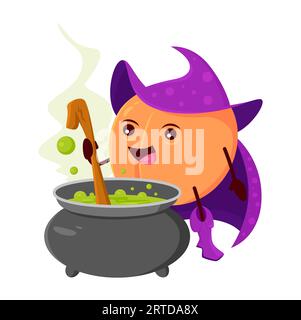 sorcerer brewing magic potion in pot flat vector illustration Stock ...