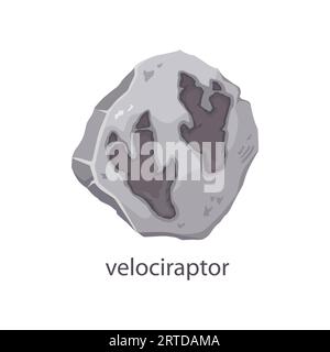 Ancient velociraptor dinosaur footprint, archeology fossil. Prehistory ...