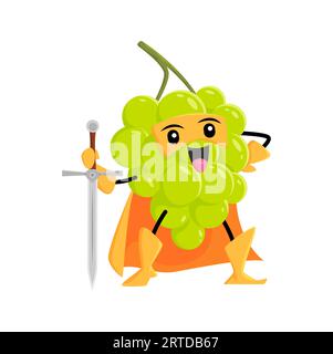 Cartoon grapes superhero and defender character with a muscular body ...