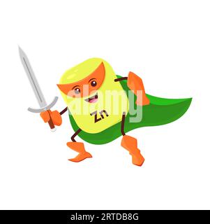 Cartoon zinc or zincum superhero character. Isolated vector funny Zn ...