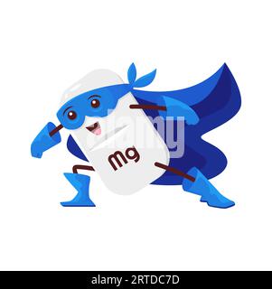 Cartoon magnesium superhero character. Isolated vector funny Mg ...