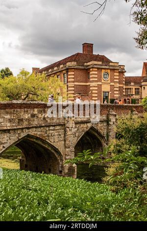 Stone North bridge across Eltham Palace moat, Eltham, Kent Stock Photo ...