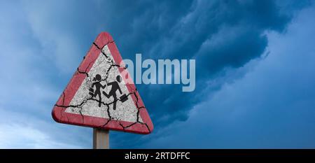 Composite concept image depicting problems with unsafe, weak, crumbling ...