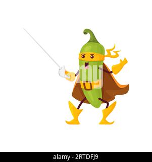 Cartoon chili pepper superhero character, vector funny red jalapeno ...
