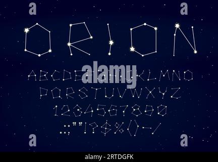 Star space font type, starry typeface or galaxy alphabet, vector ...