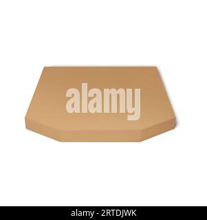 Craft Cardboard Pizza Box Container Template. Realistic Carton Texture ...