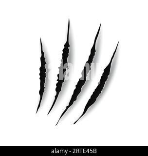 Monster claw marks and scratches, wild beast animal torn cracks, vector ...