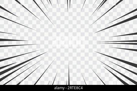 Manga transparent background with speed radial lines, vector cartoon ...