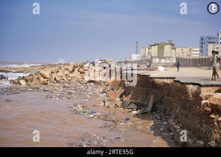 Derna, Libya. 12th Sep, 2023. Cars thrown around like toys as horrific ...