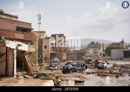 Derna, Libya. 12th Sep, 2023. Cars thrown around like toys as horrific ...