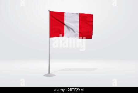 3D illustration of a Brazilian flag extended on a flagpole and a studio ...