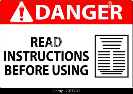 Danger Machine Sign Read Instructions Before Using Stock Vector Image ...
