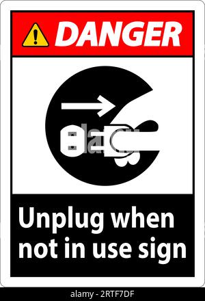 Danger Unplug When Not In Use Symbol Sign Stock Vector Image & Art - Alamy