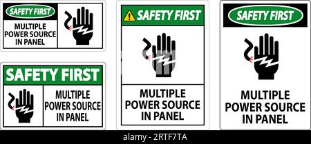 Safety First Sign Multiple Power Source In Panel Stock Vector Image ...