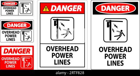 Danger Sign Overhead Power Lines Stock Vector Image & Art - Alamy