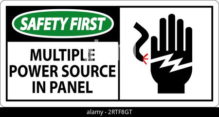 Safety First Sign Multiple Power Source In Panel Stock Vector Image ...