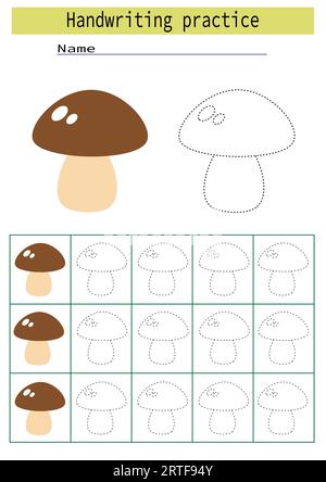 Vector forest handwriting practice worksheet. Summer woodland printable ...