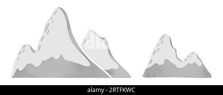 Doodle mountain in scandinavian style. Hill with snow. Hand drawn ...