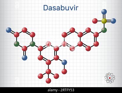 Dasabuvir hepatitis C virus drug molecule. Skeletal formula Stock ...