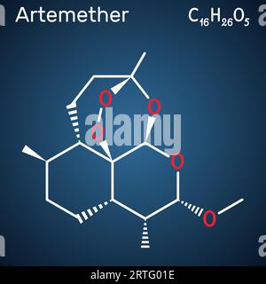 Artemether molecule. It is used for the treatment of malaria. Skeletal ...