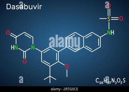 Dasabuvir hepatitis C virus drug molecule. Skeletal formula Stock ...