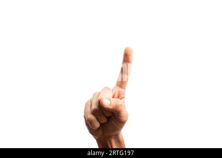 Black male right hand sign for number three isolated on white ...
