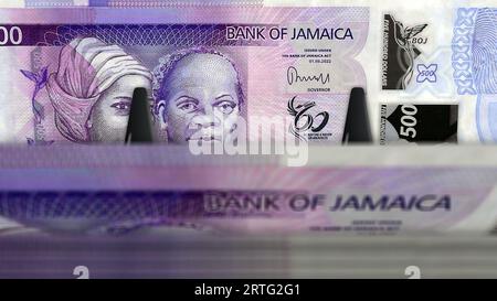 Jamaica money Jamaican Dollar money pack 3d illustration. 500 JMD ...