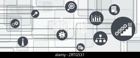 Concept of action plan with connected icons Stock Photo - Alamy