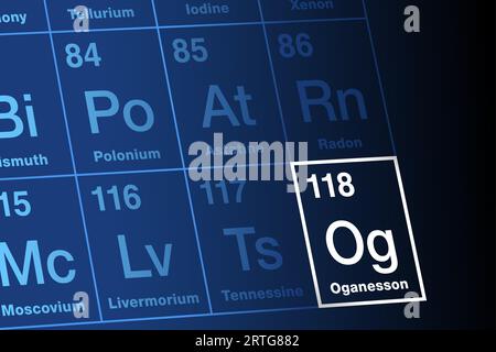 Oganesson elements on periodic table 3d illustration Stock Photo - Alamy