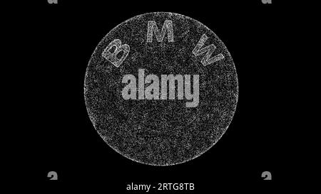 3D BMW logo on black background. Car Brand concept. Automobile company ...