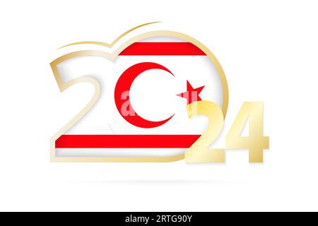 Year 2024 with Cyprus Flag pattern. Vector Illustration Stock Vector ...