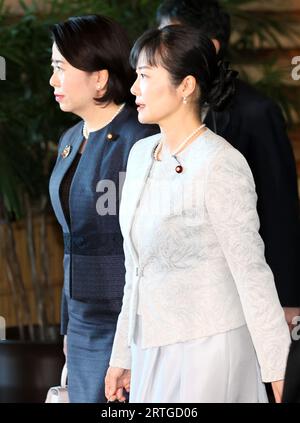 Hanako Jimi, newly appointed Regional Revitalization Minister, arrives ...