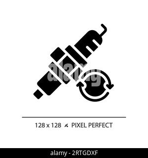 Automotive spark plug. Pixel silhouette icon in flat and style ...